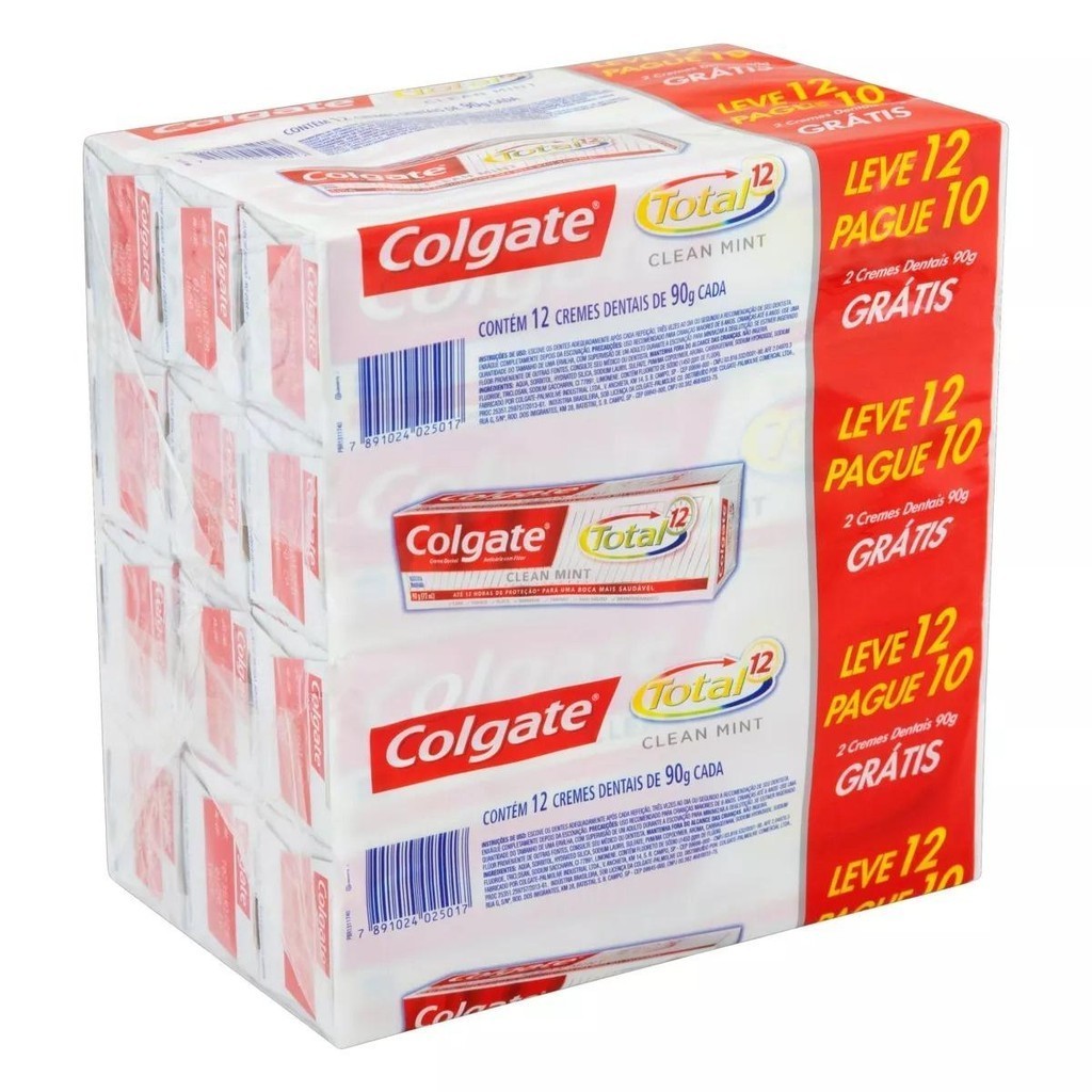 Pasta De Dentes Clean Mint Creme Colgate Total 12 Pacote 12 | Shopee Brasil