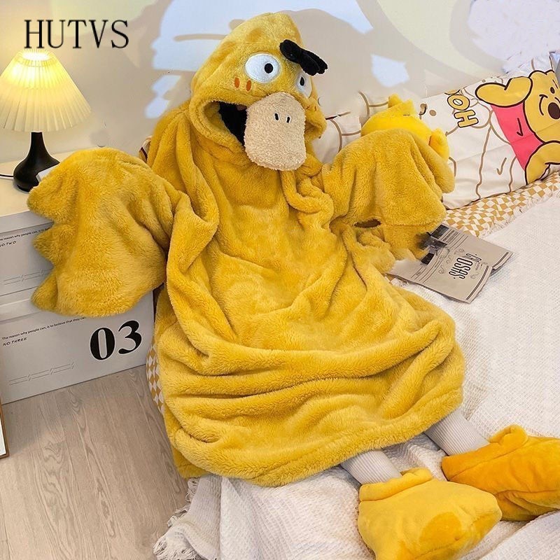 Pokemon Psyduck Pijama Menina Bonito Pato Engraçado Grosso Coral Plush ...