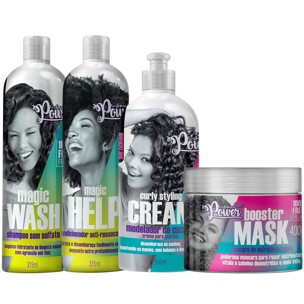 Kit Soul Power 4 Produtos Com Creme De Pentear Modelador De Cachos ...