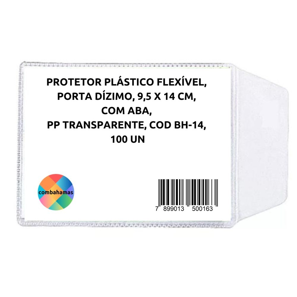PROTETOR PLÁSTICO FLEXÍVEL, ENVELOPE PORTA DÍZIMO, 9,5 X 14 CM, COM ABA ...