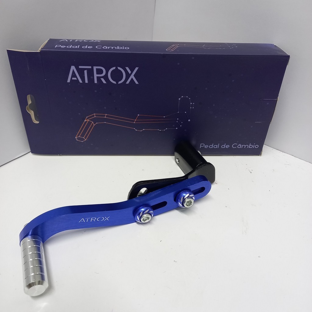 Pedal Cambio Moto Atrox Esportivo C / Regulagem (Prata / Azul) | Shopee ...