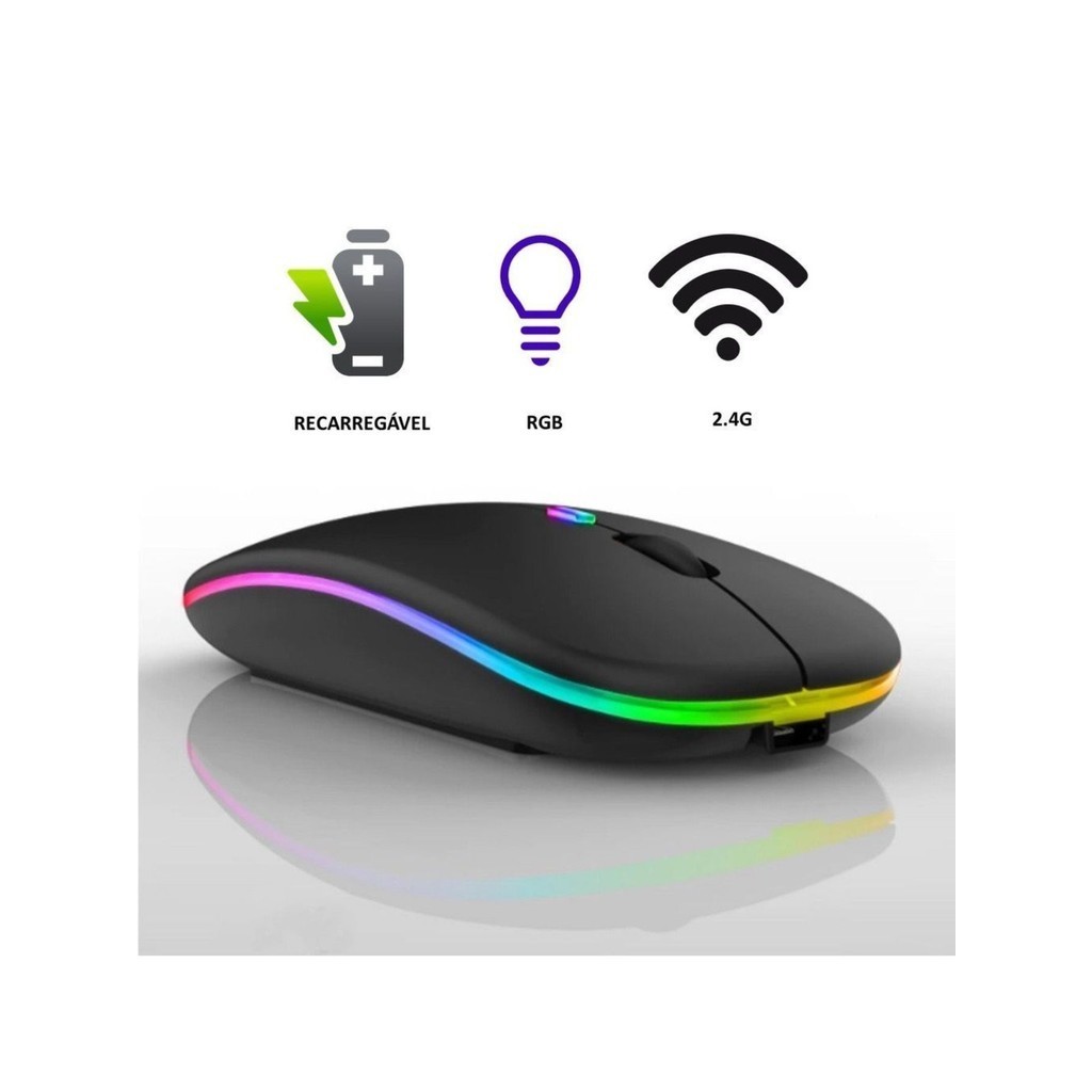 Topus Mouse Sem Fio Recarregável Wireless Led Rgb Ergonômico Novo | Shopee Brasil