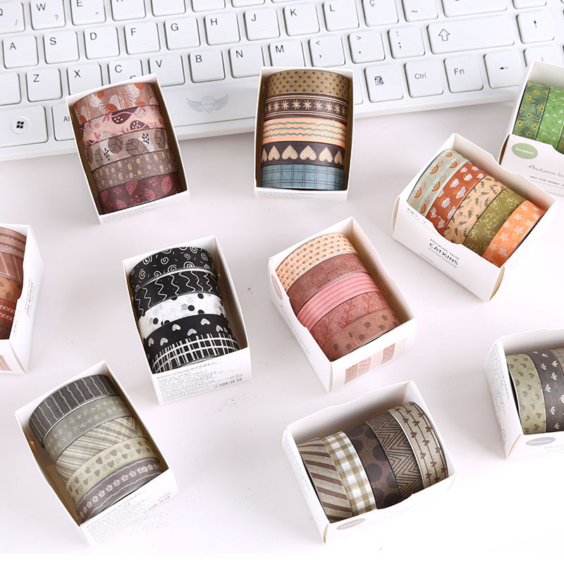 Fita Decorativa De 5 Rolos De Conta Manual Washi Material De Adesiva ...