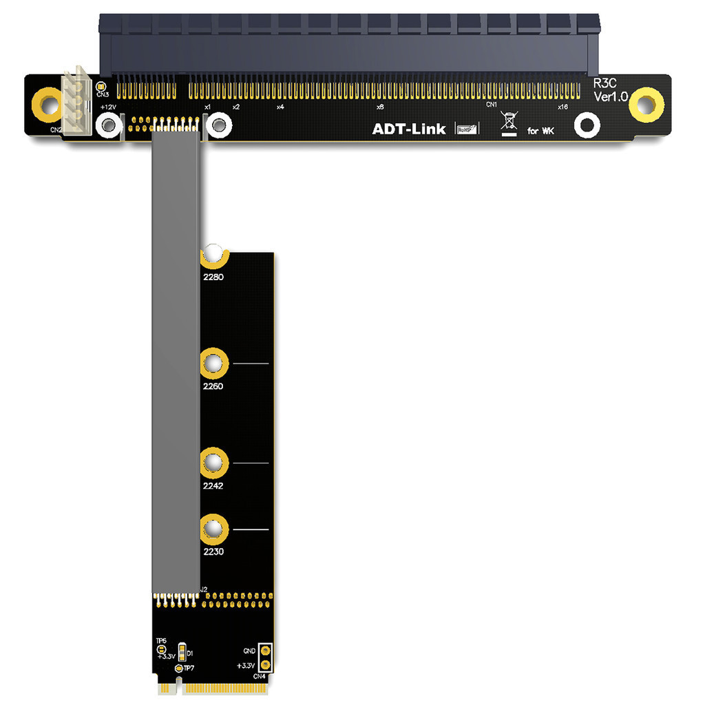 JMT PCIe 3.0/4.0 x16 A M . 2 Para NVMe Extender Gen4/3.0 Cabo Adaptador ...