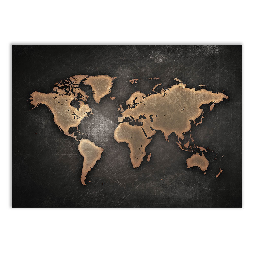 Placa Decorativa A4 Mapa Mundi Textura Metal Estilo Retro | Shopee Brasil