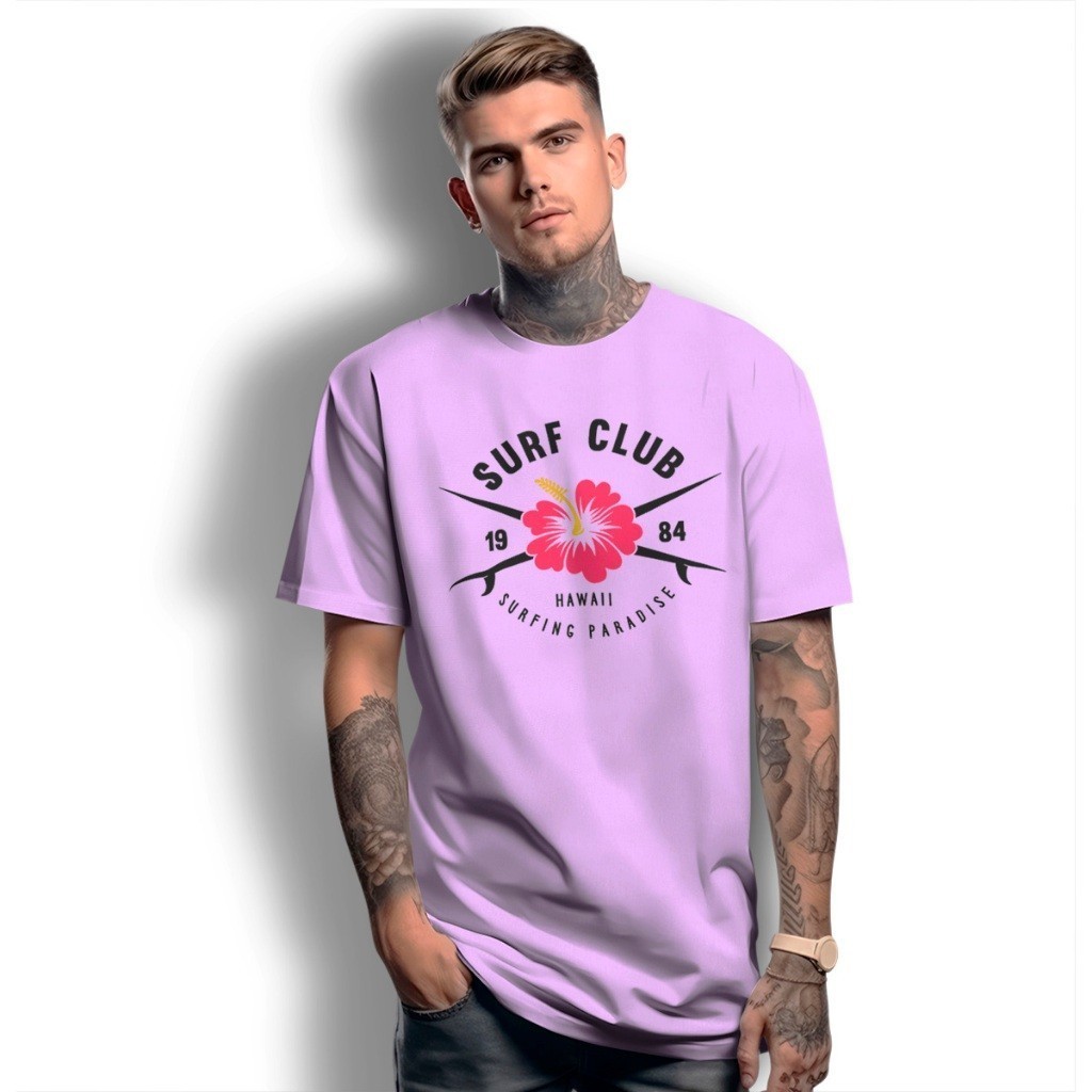 Camisa Básica Manga Curta Surf Hawaii 1984 Camiseta 100% Algodão GPJ2 ...