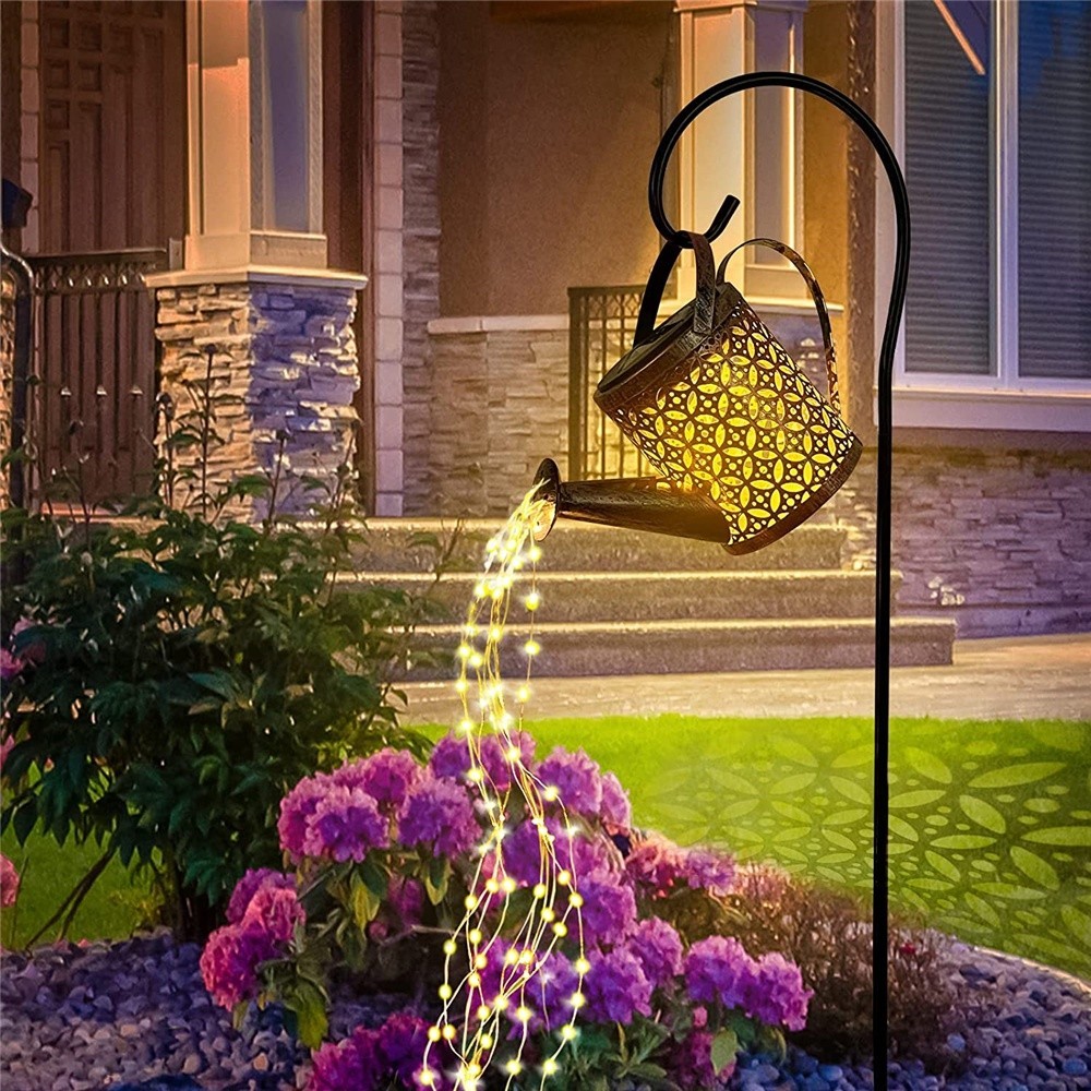 Luminaria Solar Regador Para Jardim Ingantada Vazada Com Fios De Fada ...