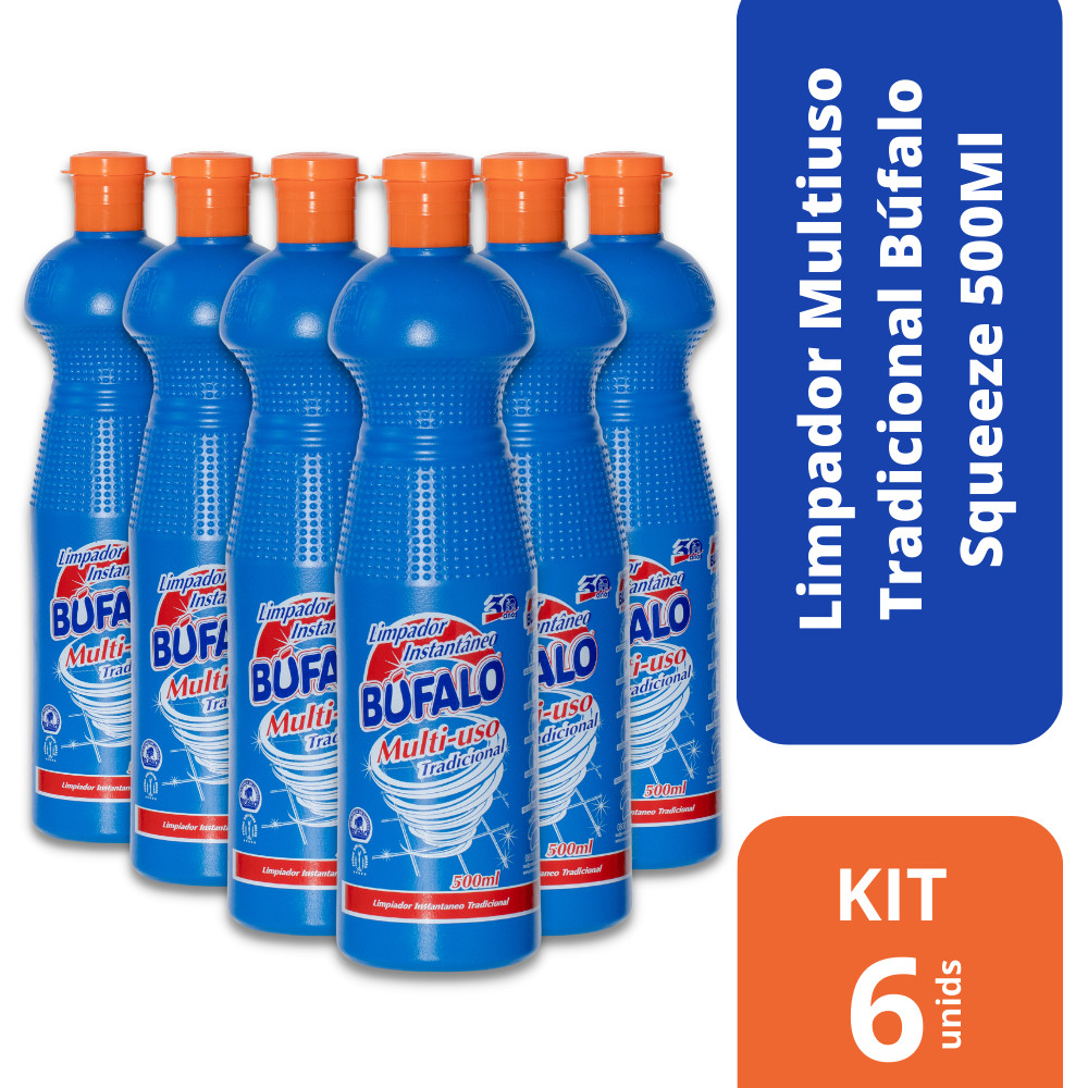 Kit com 6 Limpadores Multiuso Búfalo Tradicional 500ML | Shopee Brasil