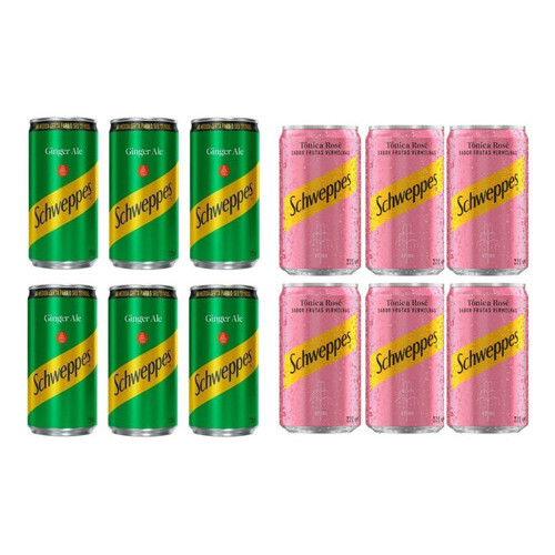 Kit Refrigerante Schweppes Ginger Ale + Tônica Rose 6un | Shopee Brasil