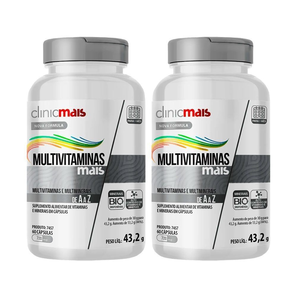Kit 2x Multivitaminas Mais 60 Cápsulas ClinicMais | Shopee Brasil
