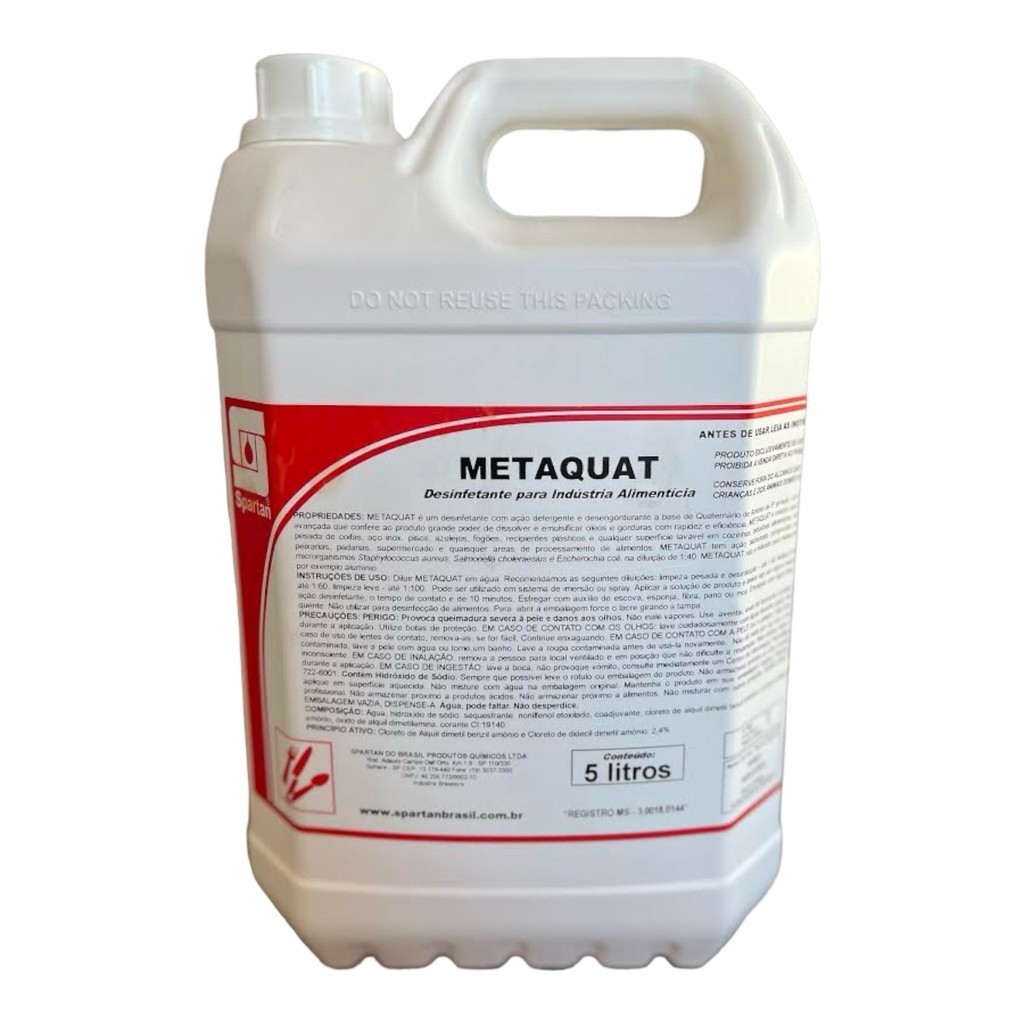 Limpador Desinfetante Desengordurante Metaquat Spartan 5l | Shopee Brasil