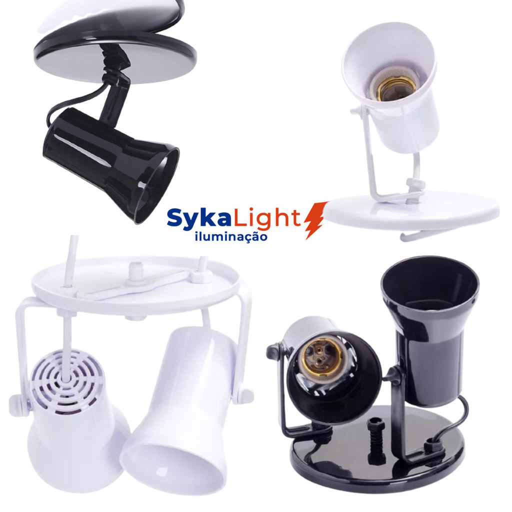 Luminária Spot 1 ou 2 Lâmpadas p/ Parede Ou Teto E-27 - Syka Light ...