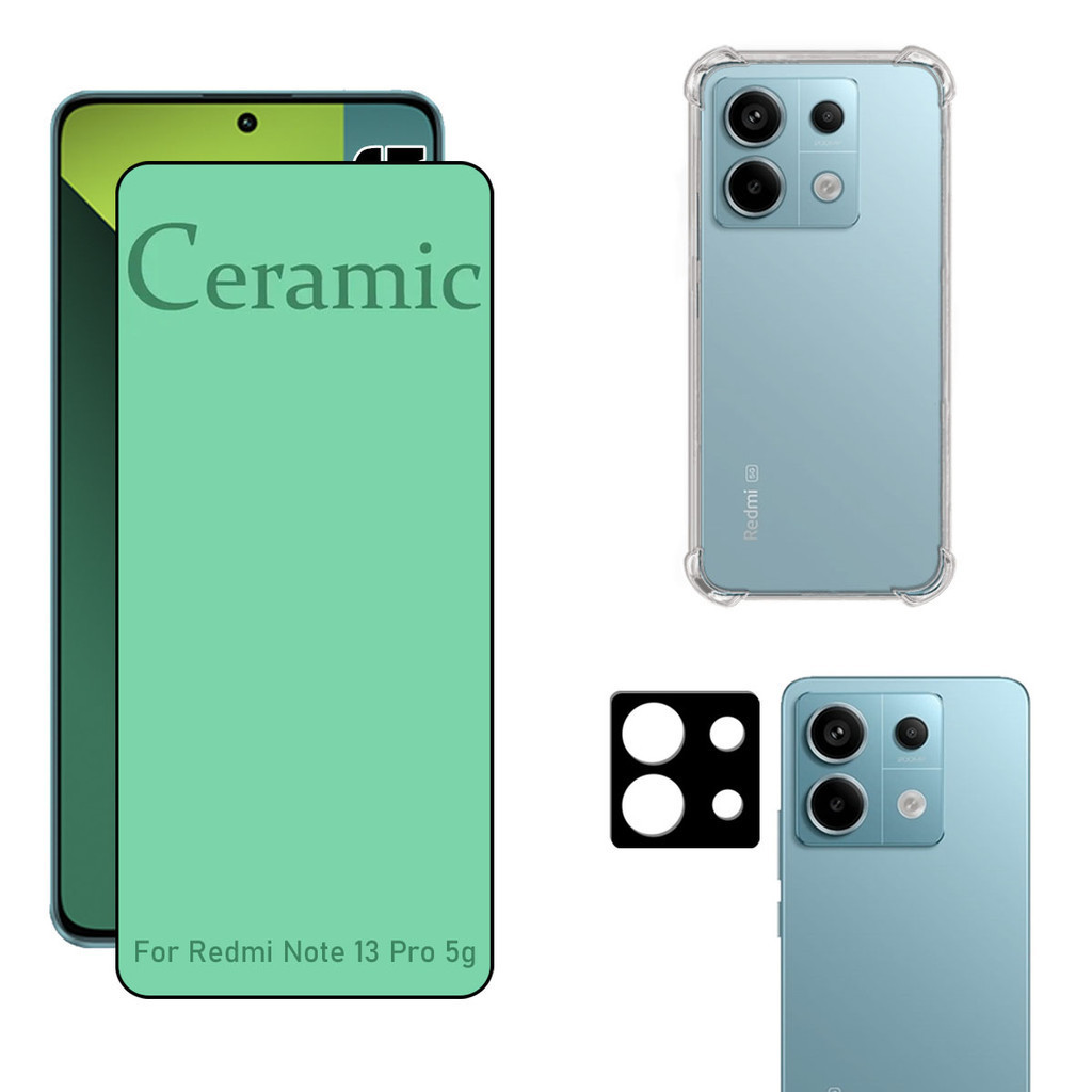 Kit Para Redmi Note 13 Pro 5g | Película Cerâmica 9D - Capa Anti Shock - Película da Câmera 3D ...