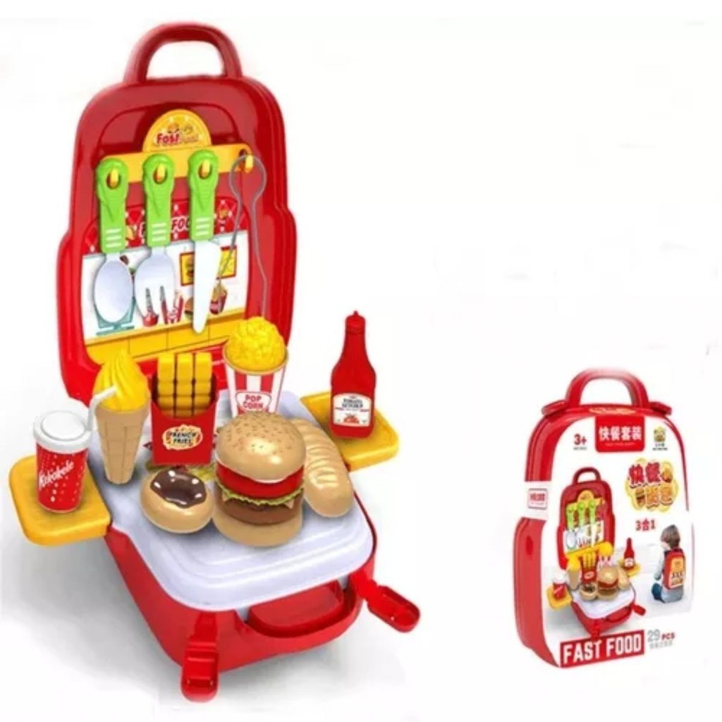 Brinquedo Maleta Infantil Fast Food Comida 3 em 1 Fast Bag | Shopee Brasil