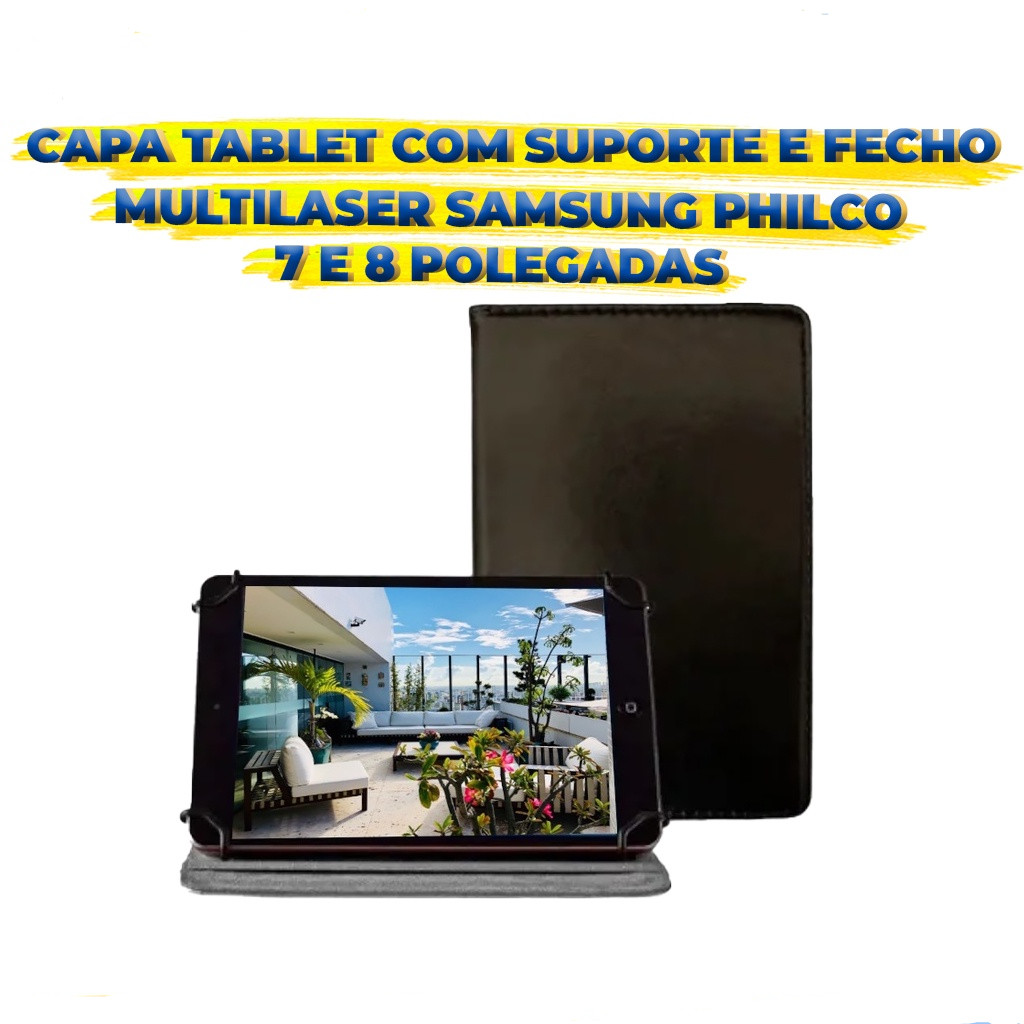 Capa Pasta para Tablet de 7 a 8 polegadas Universal com Suporte e Fecho ...
