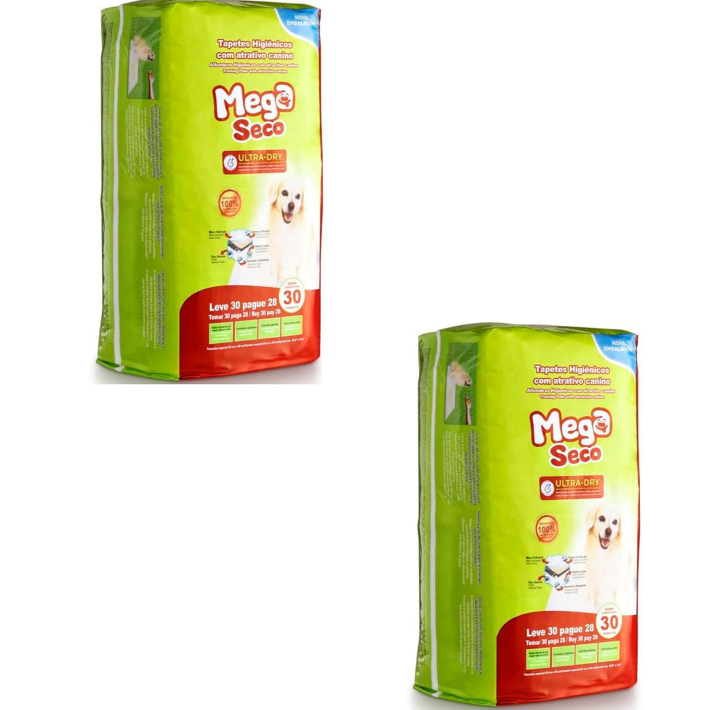 Kit 2 Tapete Higiênico Mega Seco Original 30 Und 65x60cm | Shopee Brasil