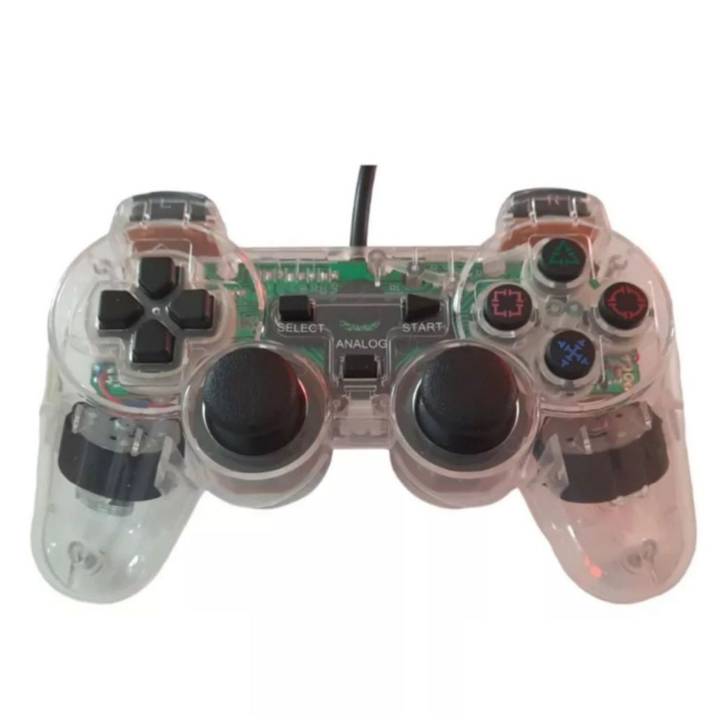Controle PS2 Transparente Doubleshock 2 Com Fio Analógico | Shopee Brasil
