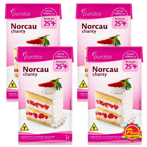 KIT 4 Chantilly Chanty Norcau 1 Litro Tradicional Chantilly para Bolo ...