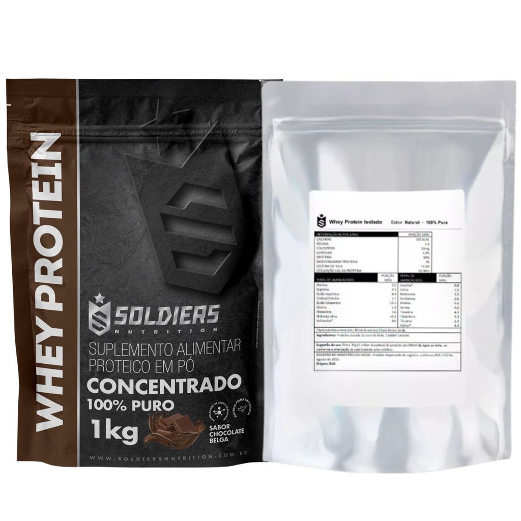 Kit: Whey Protein Concentrado 1Kg + Whey Protein Isolado 1Kg - 100% Importado - Soldiers ...
