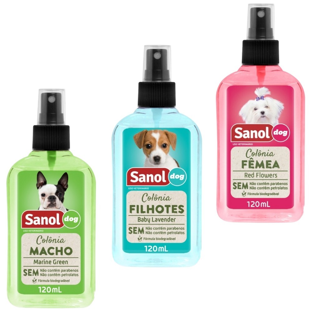 Colonia Linha Pet 120ml Sanol Dog linha completa para cão cachorro ...
