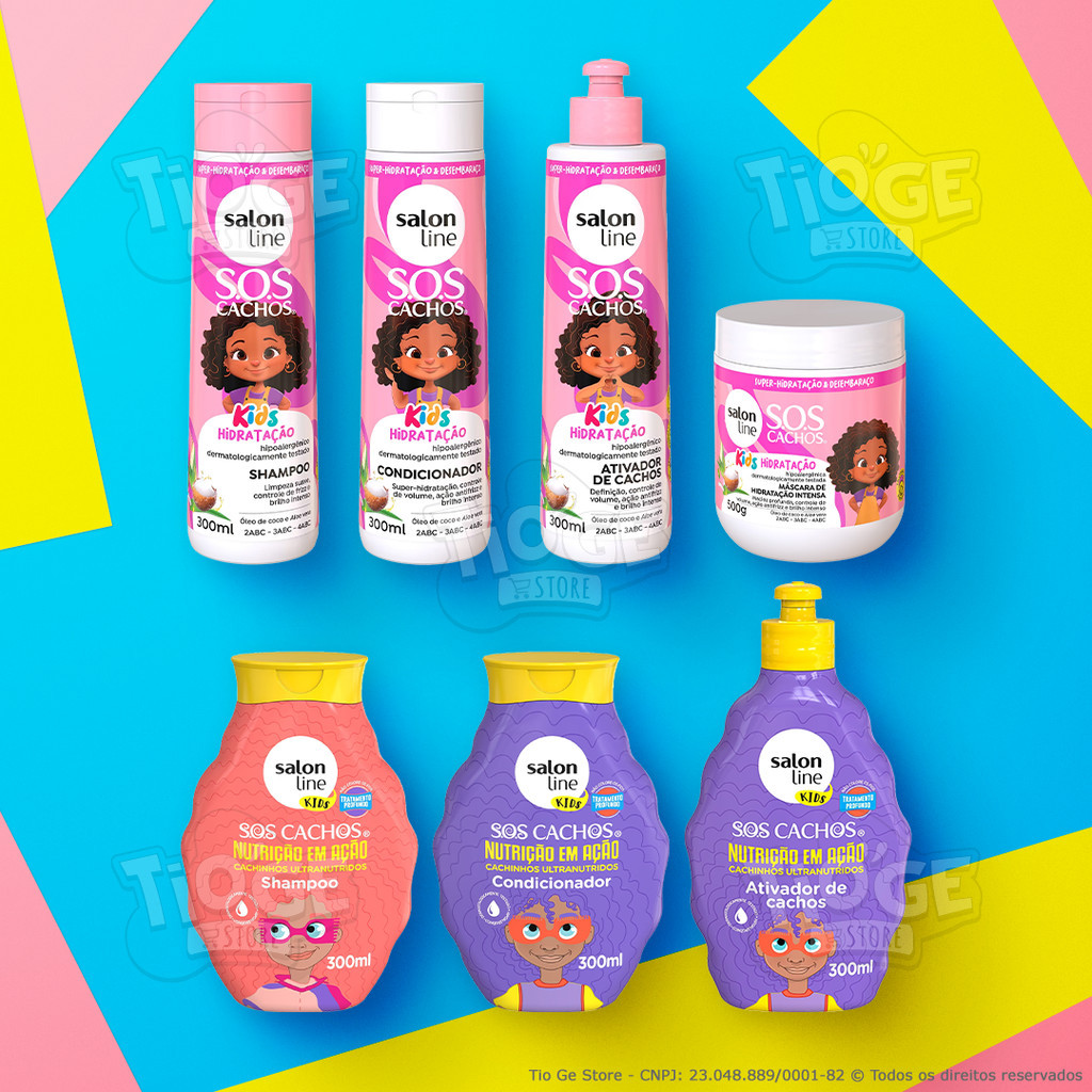 Kit 7 Cronograma Capilar Infantil Hidratação + Nutrição 2 Shampoos + 2 ...
