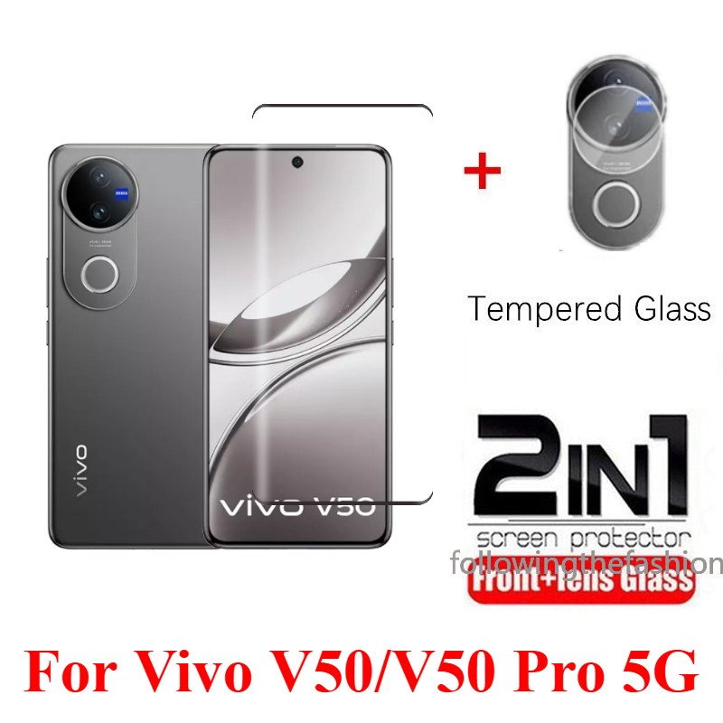 Vidro Temperado Transparente 2 Em 1 3D Para vivo V50 5G V 50 V50 Pro 4G 5G 2025 Protetor De Tela ...