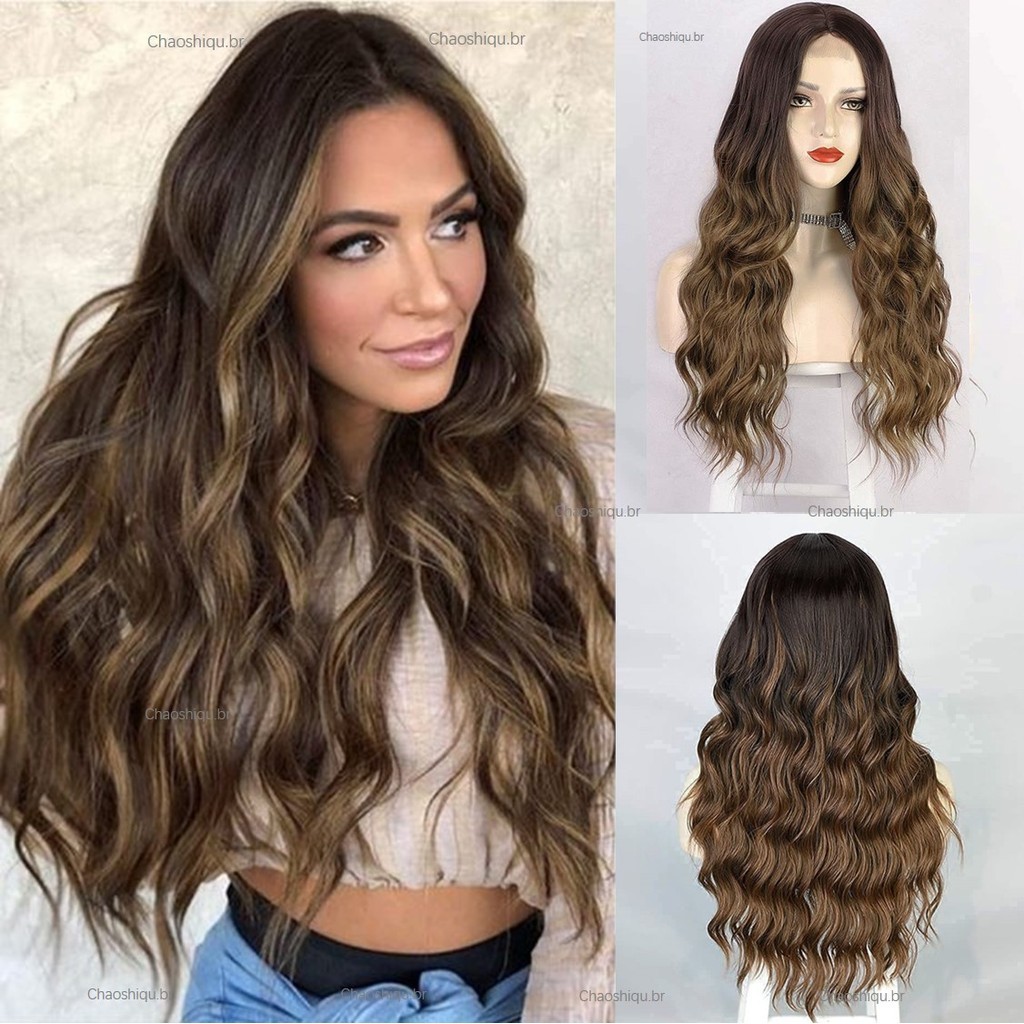 Br513 wig peruca preta/loira/branca/marrom/amarela lace Cabelo Humano ...