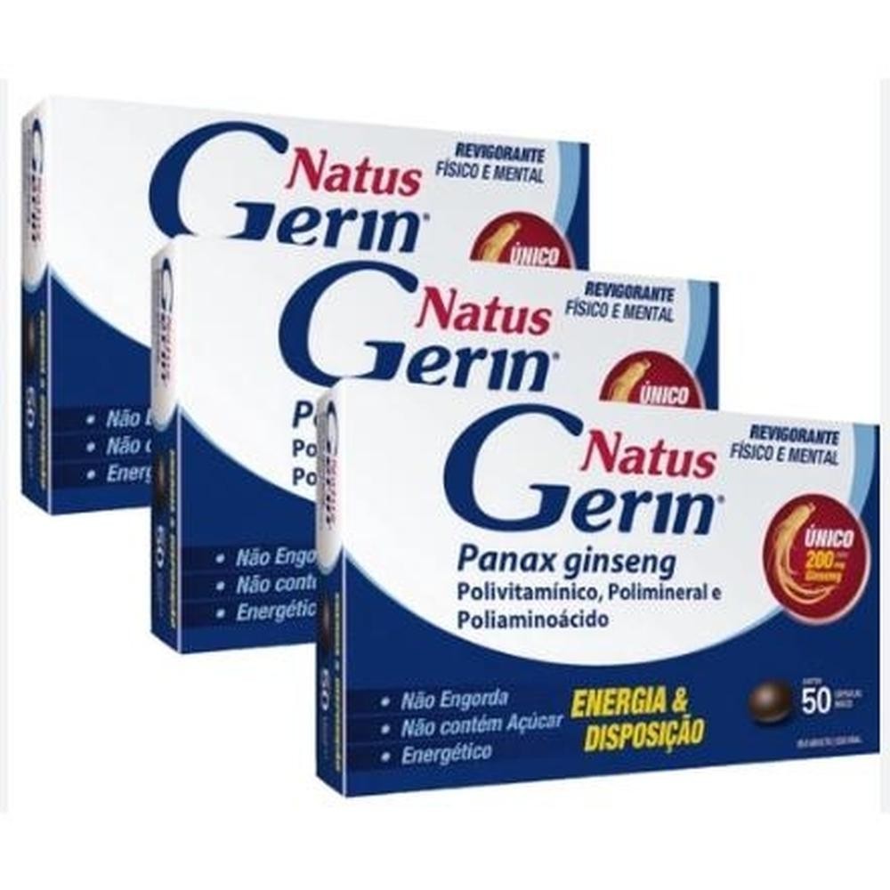 Kit 3 Natus Gerin 50 Cápsulas - Panax Ginseng Revigorante Físico e ...