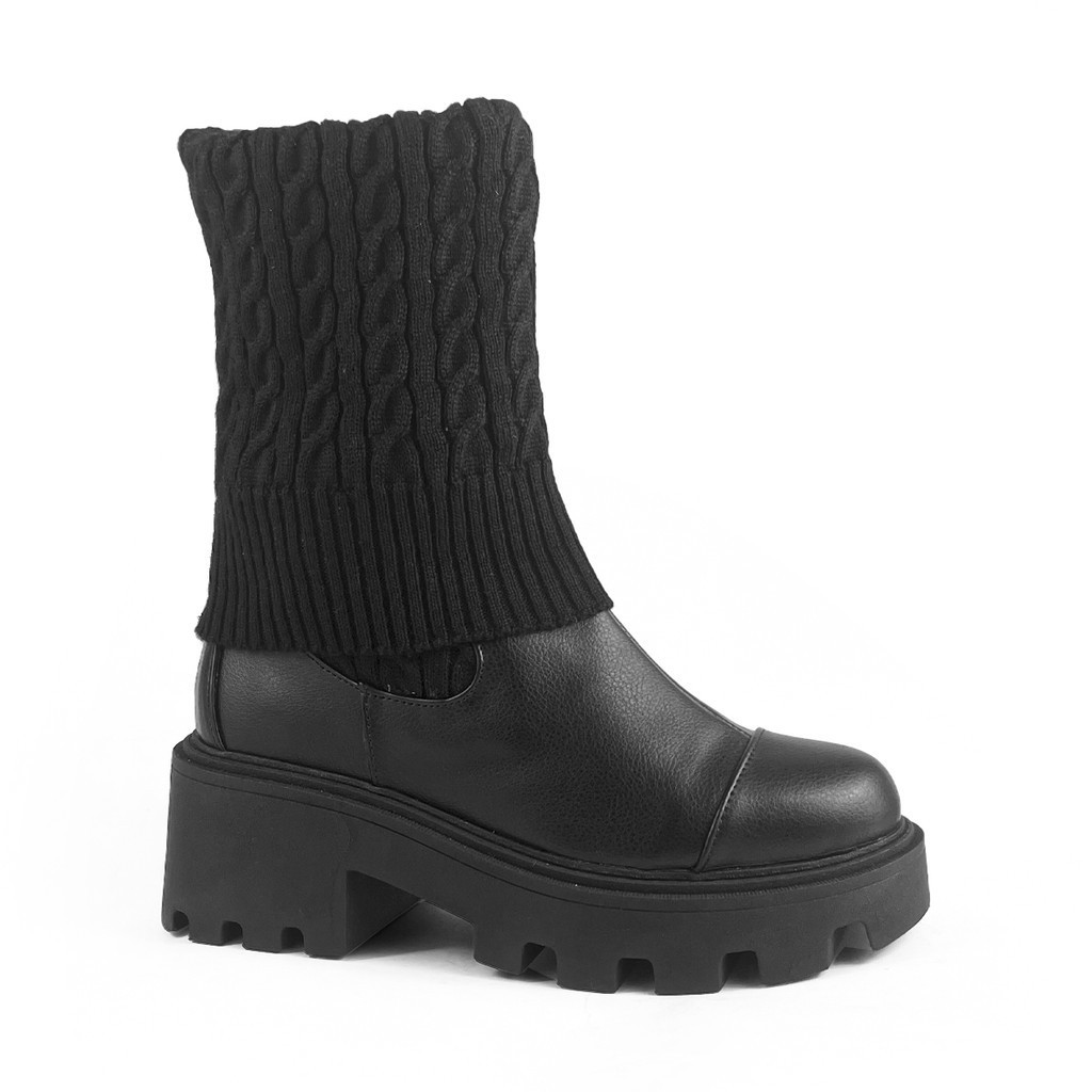 Bota Meia Over Coturno Botina Feminina Tratorado 2 Em 1 | Shopee Brasil