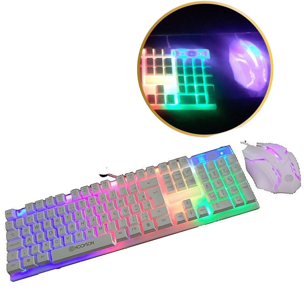 Kit Gamer Teclado e Mouse Branco LED RGB Retroiluminado | Shopee Brasil