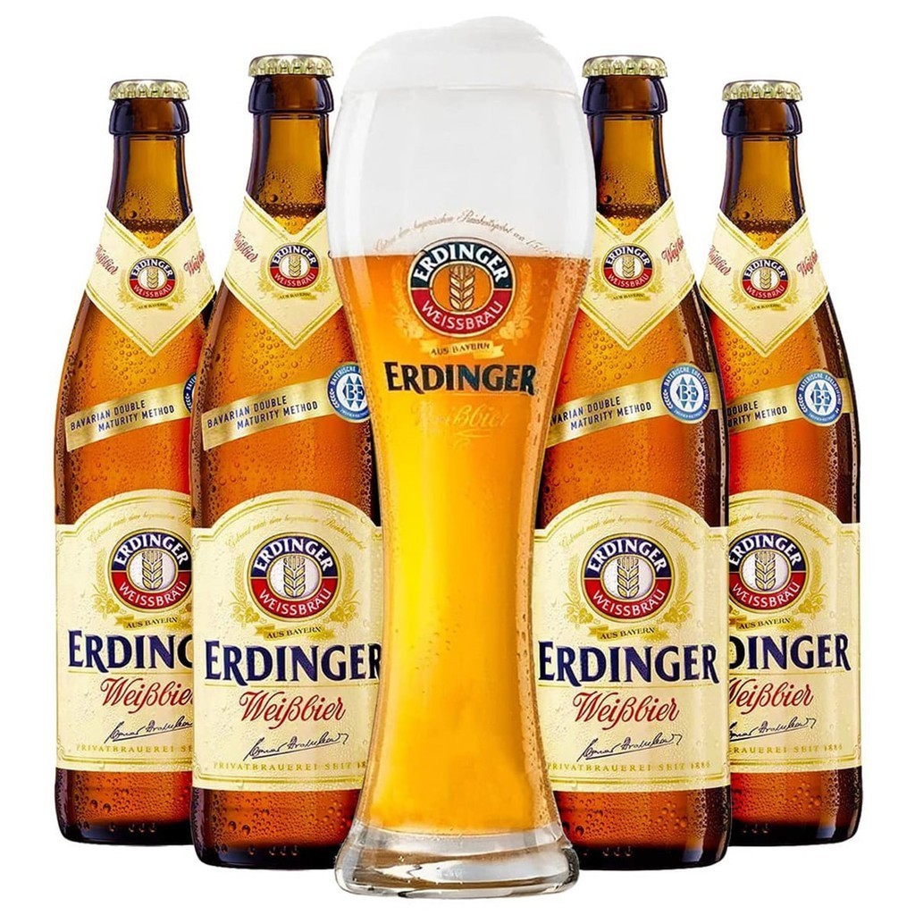 Kit Cerveja Erdinger WeissBier Alemã 500ml 4 Unidades + Copo | Shopee ...