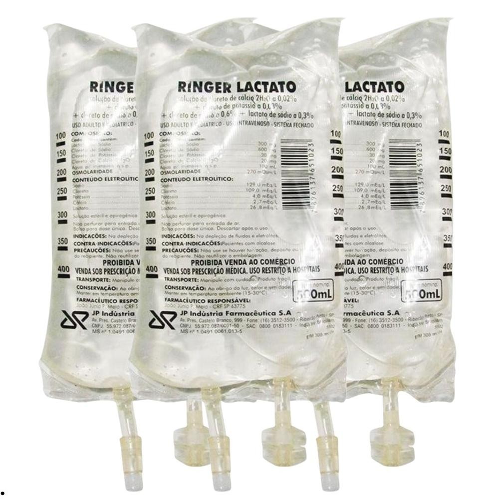 Kit c/ 03 Ringer Com Lactato Bolsa 500ml JP Farma | Shopee Brasil