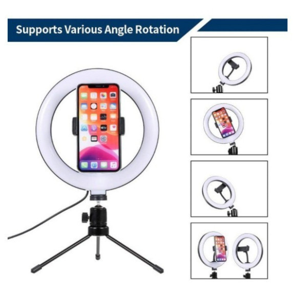 Ring Light 8 Polegadas 20cm com Tripé mesa - 3 tons de iluminacao para foto video e maquiagem ...