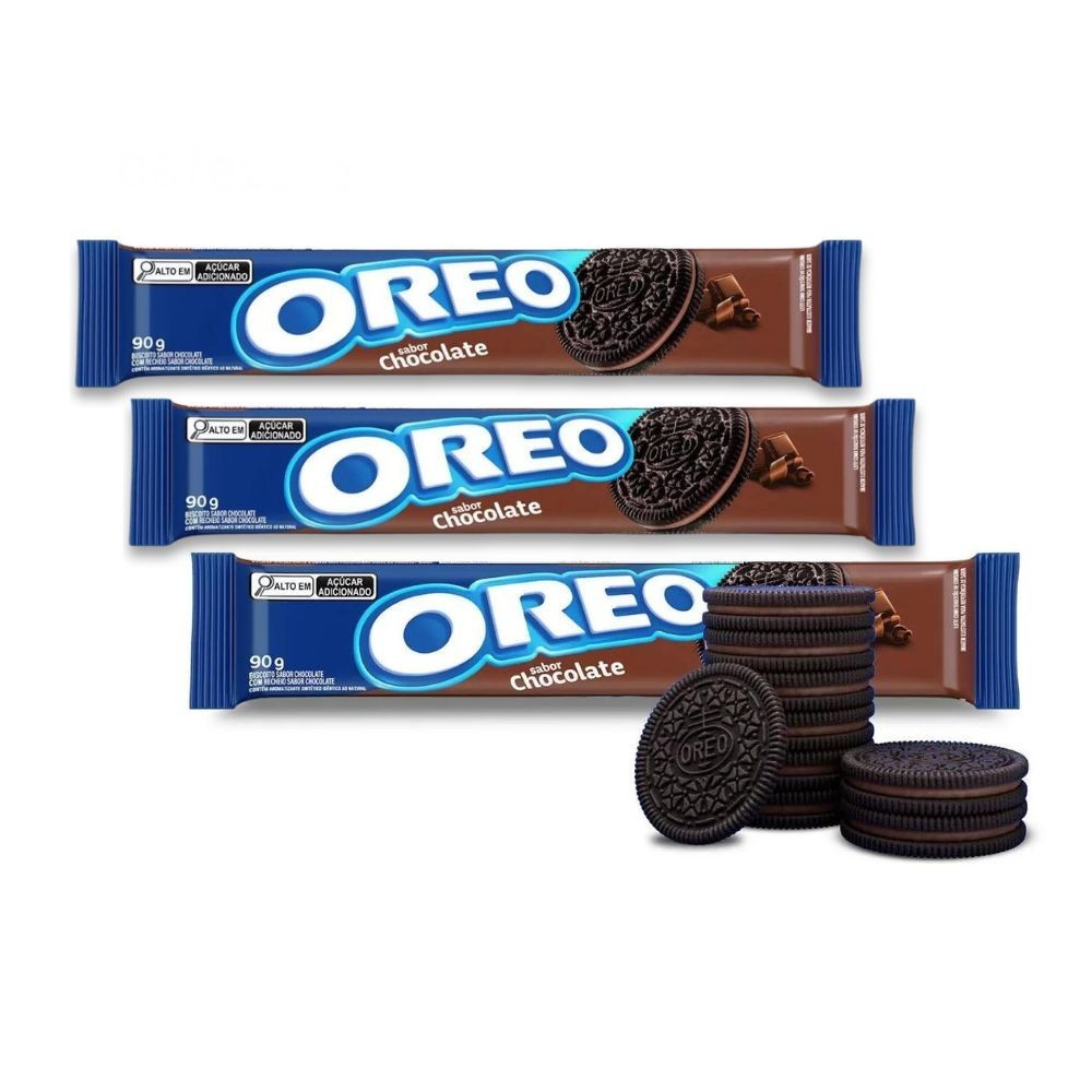Biscoito Oreo Recheado Chocolate Kit 3 pacotes de 90g | Shopee Brasil