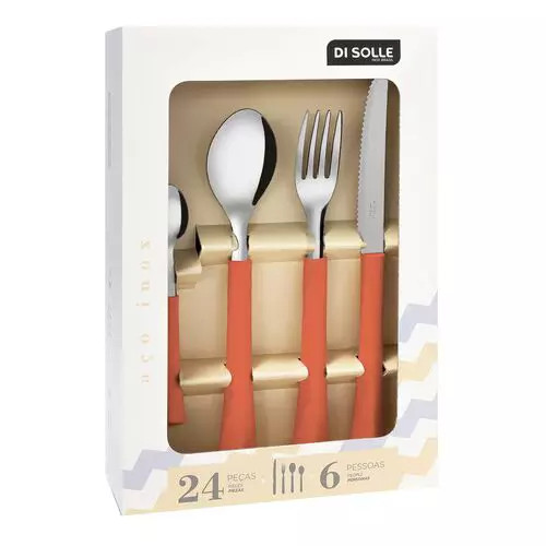 Conjunto De Talheres Inova 24 peças Goiaba - DI SOLLE | Shopee Brasil