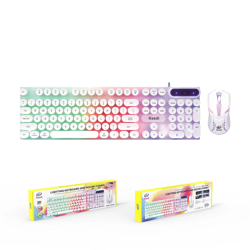 Rgb Round Keys Mouse Keyboard Kit Semi Mechanical Player | Shopee Brasil