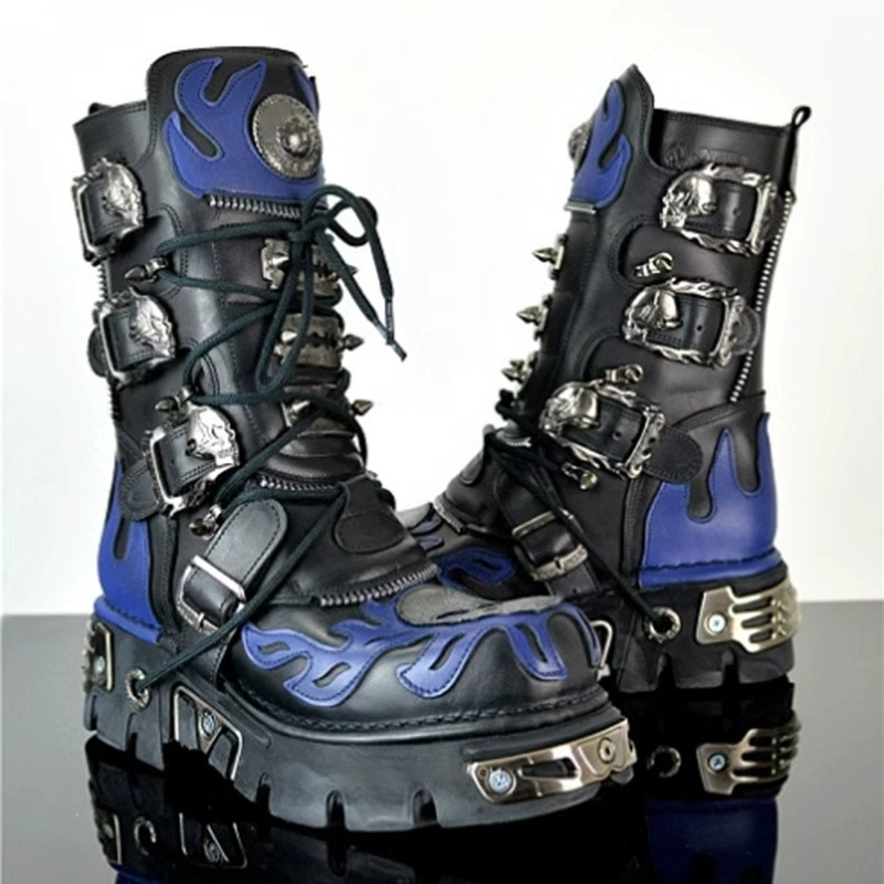 Street Wear Retro Punk Rock gótico Metal de sola grossa Mid-Tube Martin ...