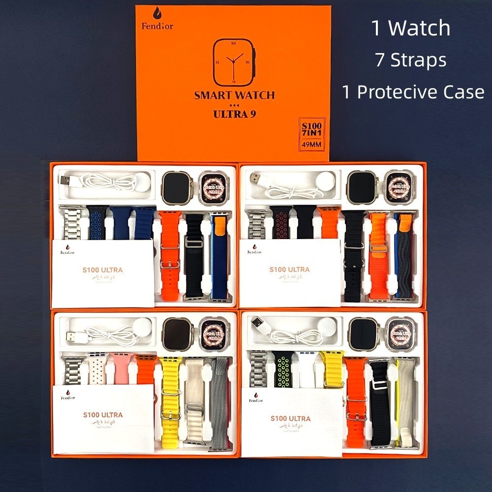 S100 Ultra 9 Novo Smartwatch Relógio Inteligente 7 Em 1 Alças 49mm Full ...
