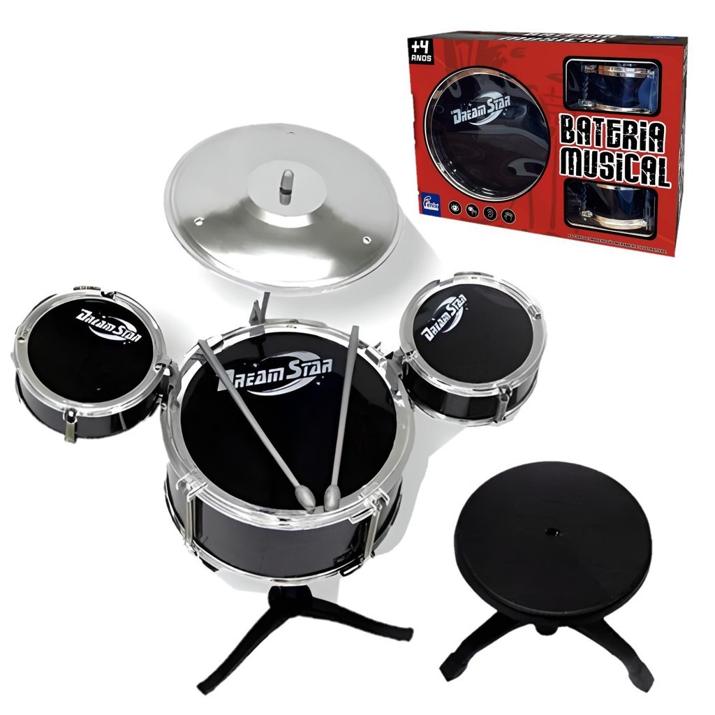 Mini Bateria Musical Infantil Dream Star Com Banco E Baqueta | Shopee ...
