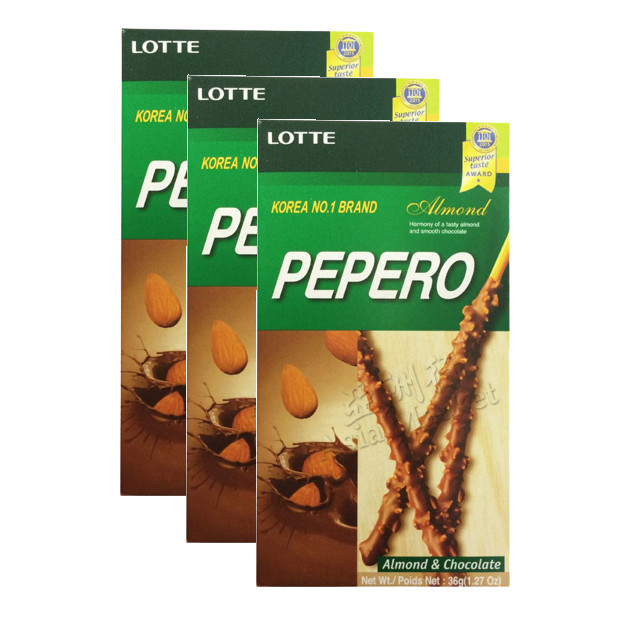 3 BISCOITO PALITO PEPERO SABOR ALMOND E CHOCOLATE LOTTE 32G | Shopee Brasil