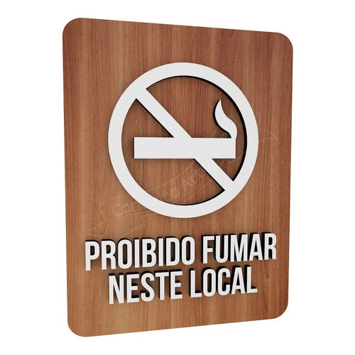 Placa de Sinalização Proibido Fumar Neste Local Indicativa MDF 17X13cm ...