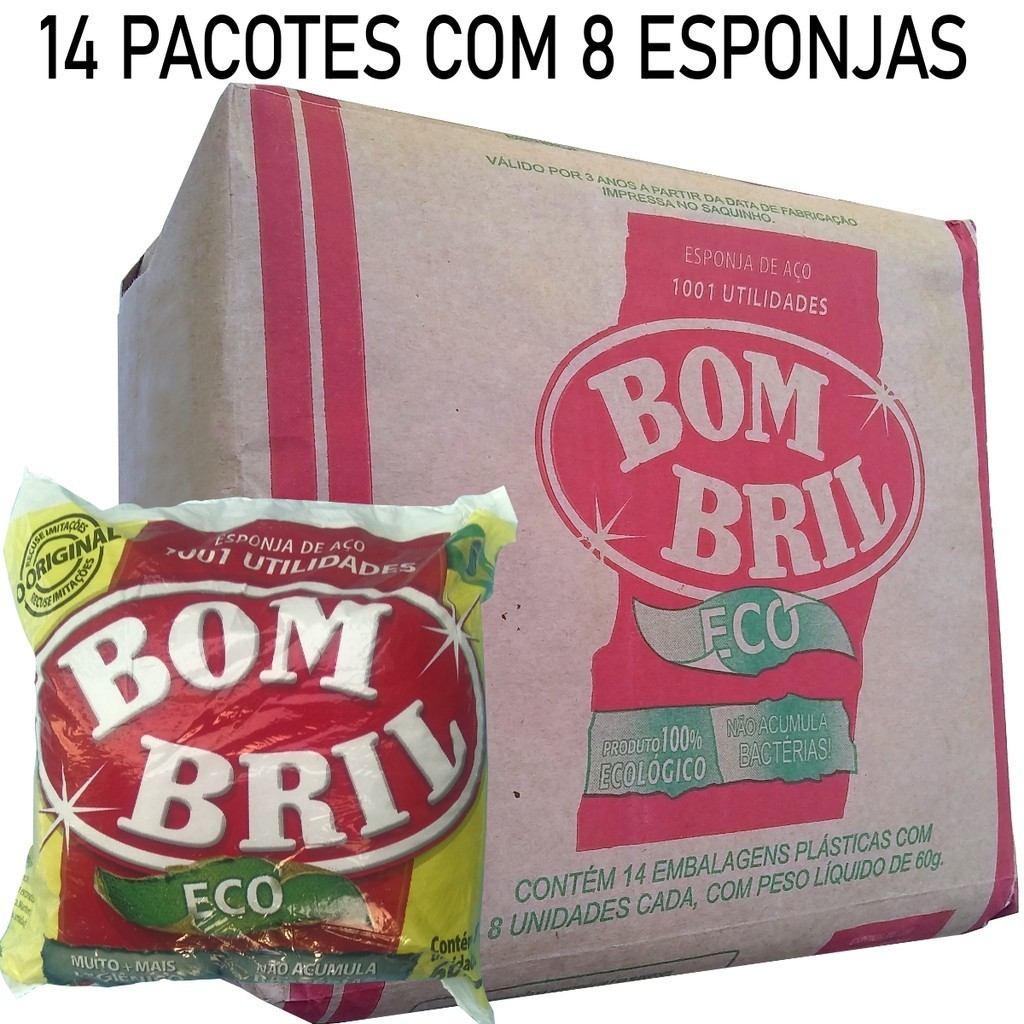 Bombril Esponja Cozinha Bucha Lava Louças 14 Pacotes Com 8 Esponjas ...