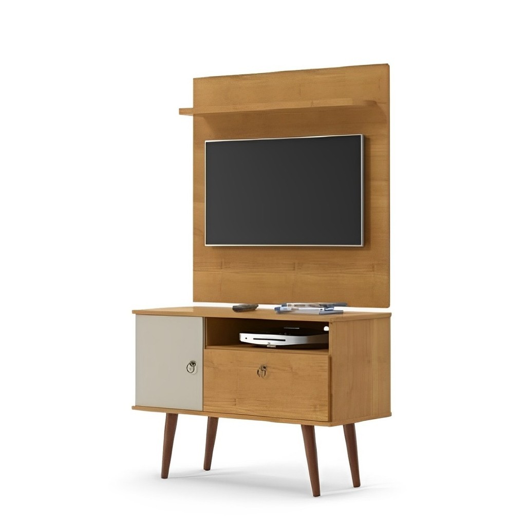 Rack com Painel para TV Retrô de até 32 Polegadas Yan Cinamomo / Off White Patrimar | Shopee Brasil