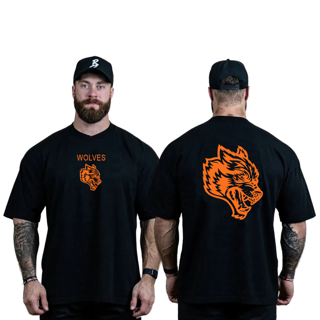 Camiseta Oversized Gola Alta Wolves Larga Blusa de Treino Musculação ...
