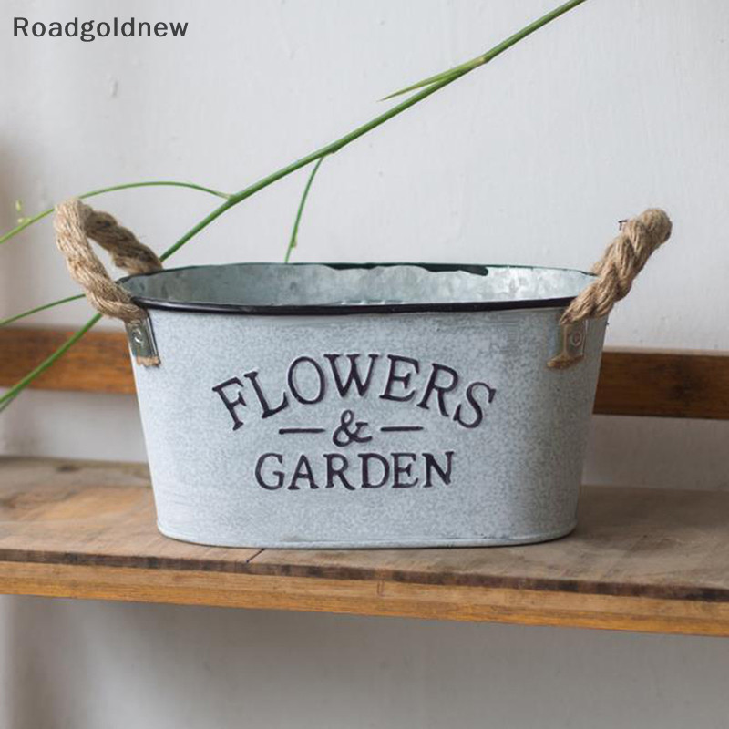 RGN Vintage Galvanizado Metal Flower Pot Garden Pendurado Pote De ...