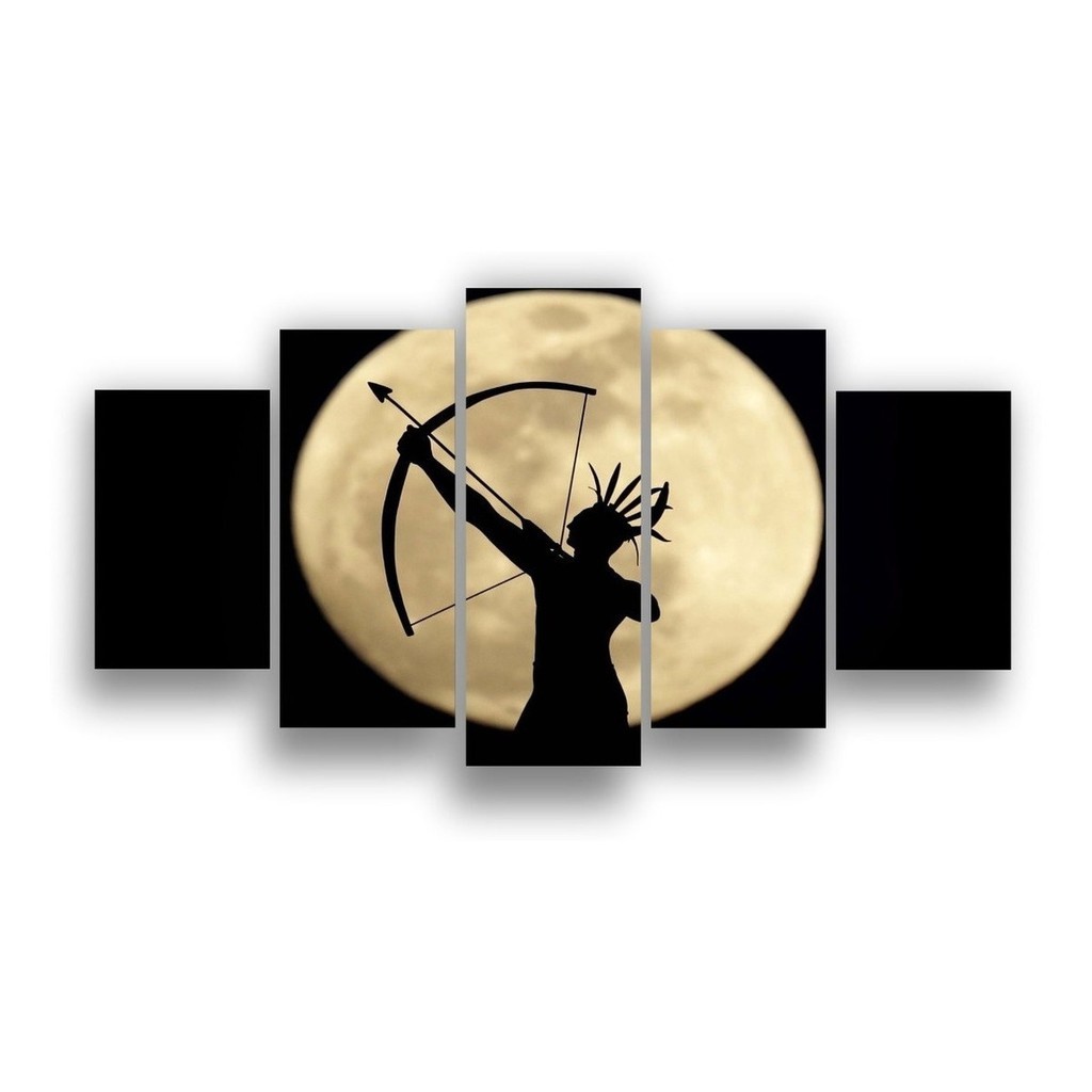 Quadro Decorativo Sala Mosaico Índio Com Arco Flecha Lua Preto | Shopee Brasil