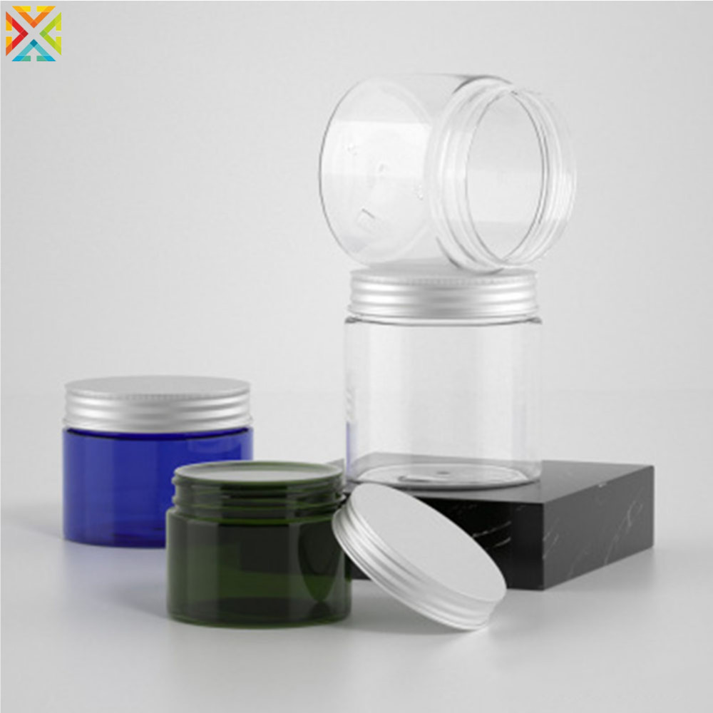 50g/100g/150g/200g/250g Tampa Plástica De Alumínio Transparente Vazia Pote De Maquiagem Frascos ...