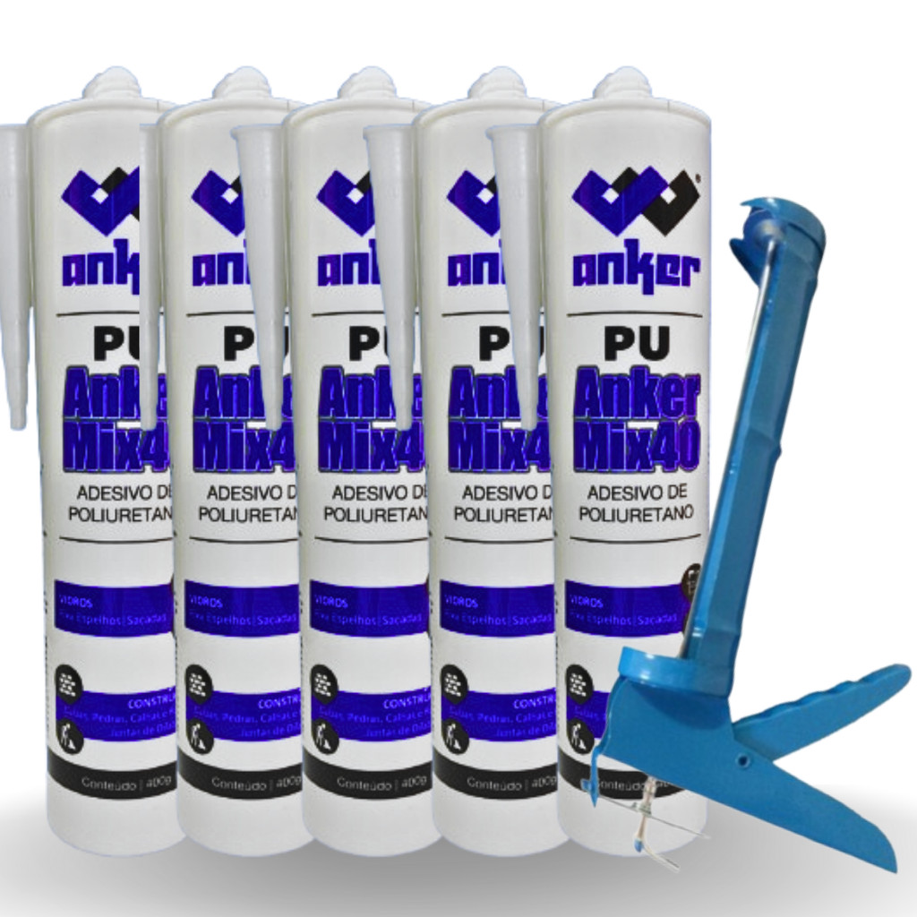 Kit 5 Pu 40 Cola Selante 350g Com Aplicador Pistola Anker Do Brasil Adesivo Branco | Shopee Brasil