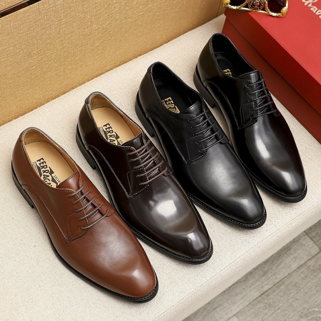 Ferragamo2025 Sapatos Formais Masculinos em Couro de Vaca Novos Sapatos ...
