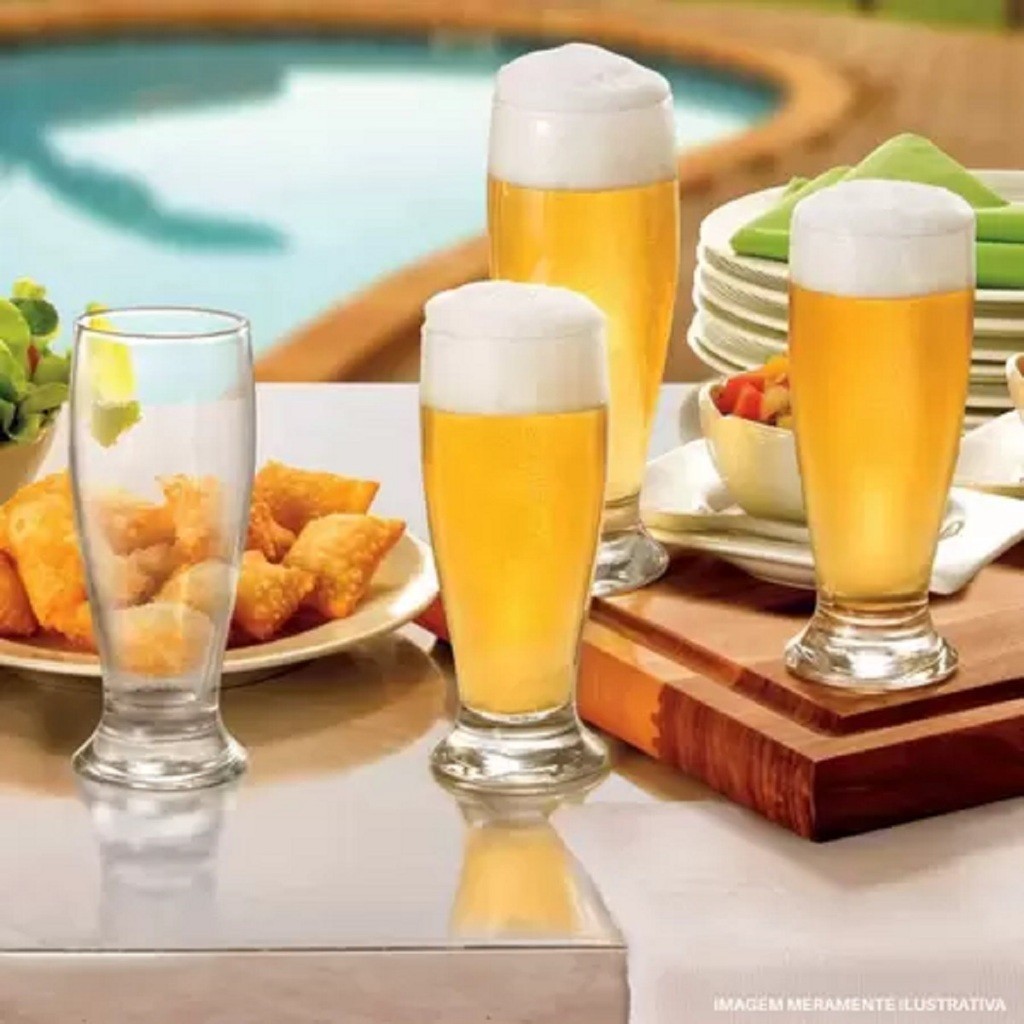 Jogo Copo De Chopp Tulipa Vidro Cerveja 195ml 6 Unidades Buffet | Shopee Brasil